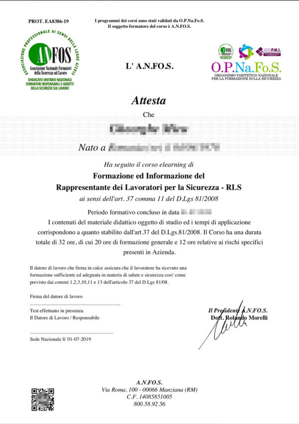 Attestato RLS - Tuttohaccp.com
